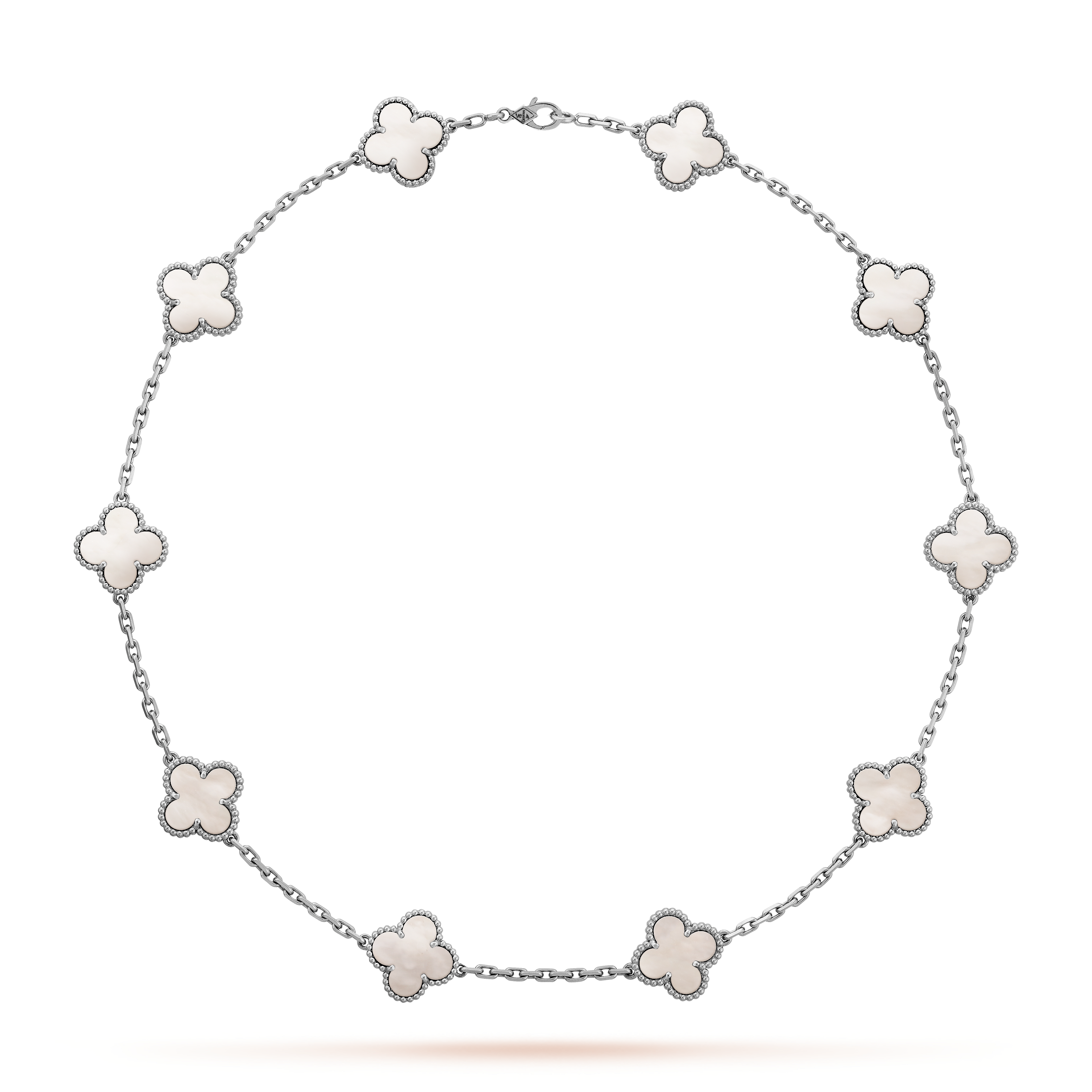 Van Cleef & Arpels Vintage Alhambra Necklace 10 Motifs White Gold ...